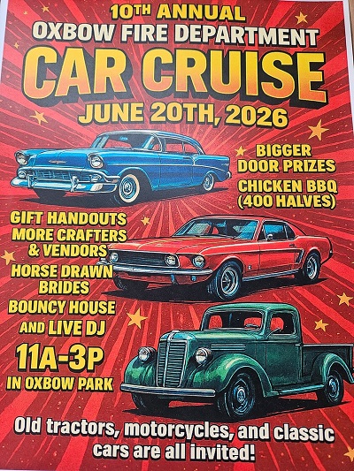 10th annual Oxbow Fire Department Car Cruise – YES FM